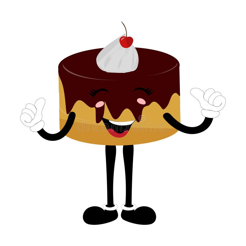Groovy Cake Sliced Cartoon Mascot Character with Smile. Funny Retro ...