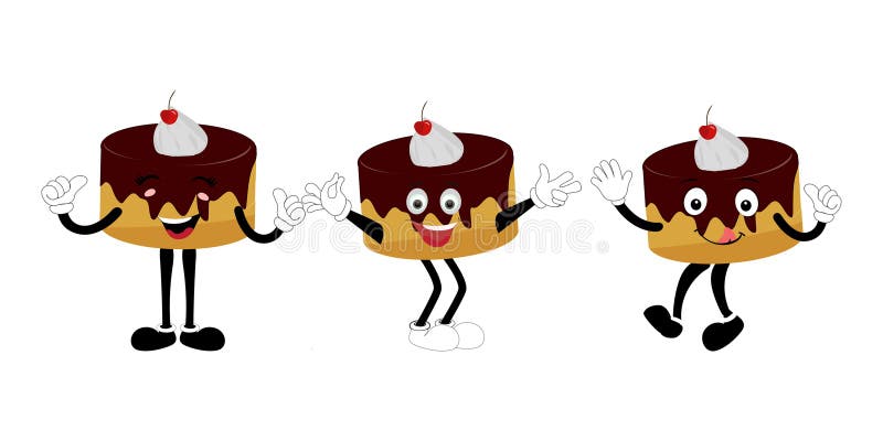 Groovy Cake Sliced Cartoon Mascot Character with Smile. Funny Retro ...