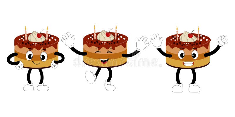 Groovy Cake Sliced Cartoon Mascot Character with Smile. Funny Retro ...