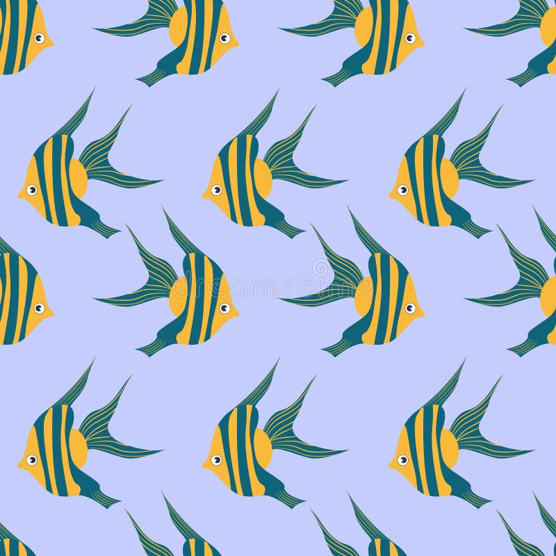 Sea Bright Fish Seamless Pattern. Trendy Cartoon Fish Pattern Stock ...