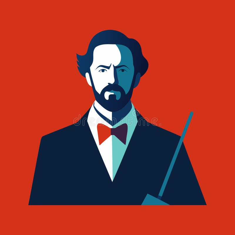 Vintage Composer Illustration on Red Background Stock Vector ...