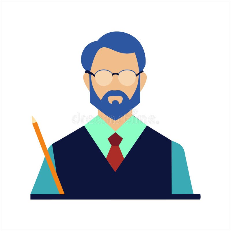 Professional Man with Beard and Glasses Avatar Illustration Stock ...