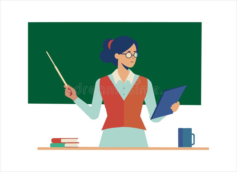 Female Teacher Giving Lecture in Classroom Illustration Stock Vector ...