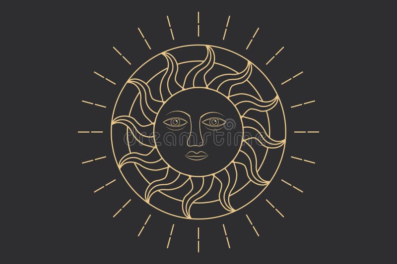 Astrological Symbol of the Sun with a Face, Magical Esoteric Vintage ...