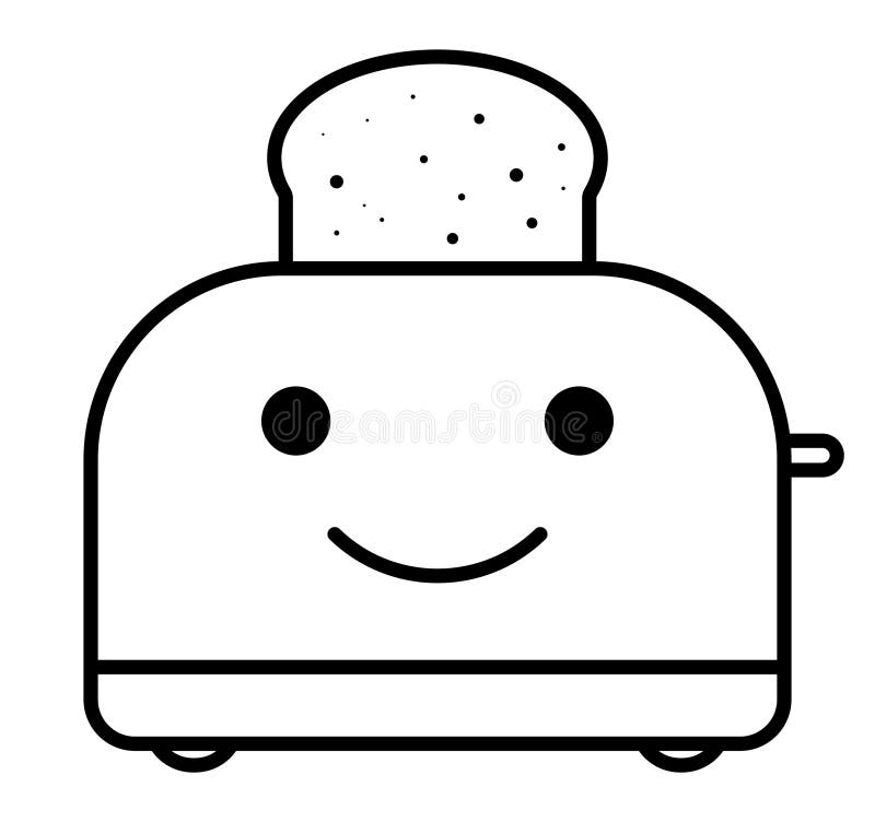 Cute Happy Smiling Smile Toaster Character Line Icon. Cartoon Toaster ...