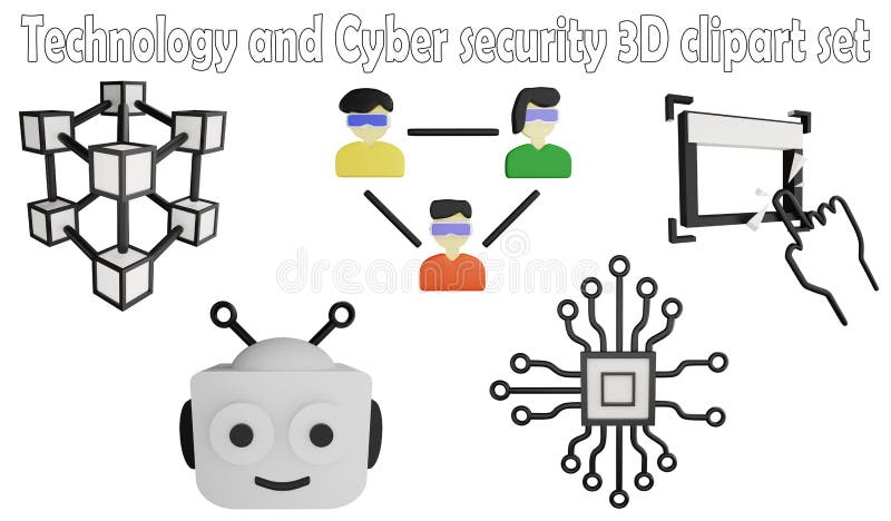 Technology and Cyber Security Clipart Element ,3D Render Technology ...