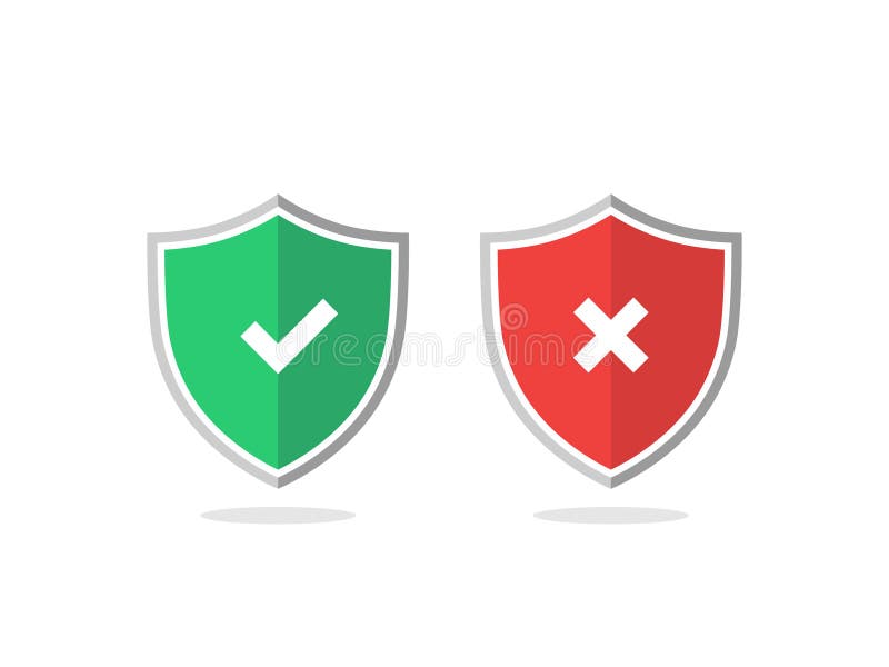 Shield Check Mark Icon Set. Vector Illustration Stock Vector ...
