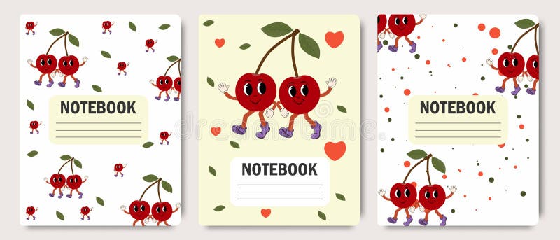 A Collection of Cover Templates for Children S Notebooks in a Groovy ...