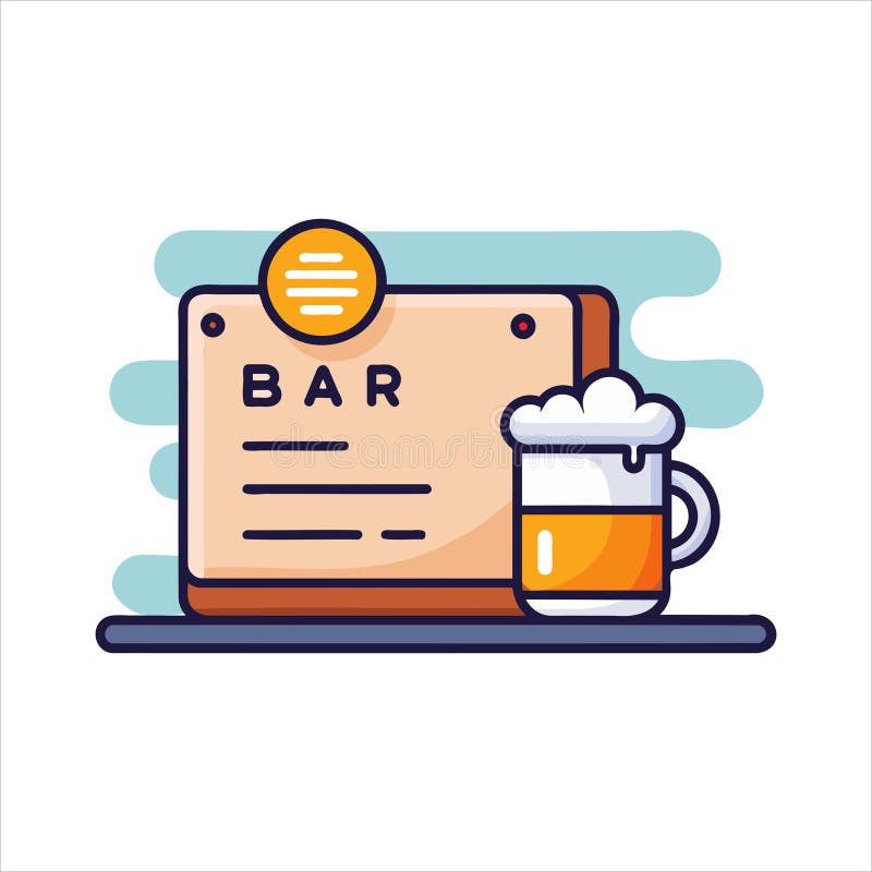 Stylish Bar Sign with Beer Mug Icon Illustration Stock Vector ...