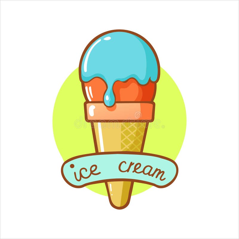 Delicious Blue Melting Ice Cream Cone Illustration Stock Vector ...