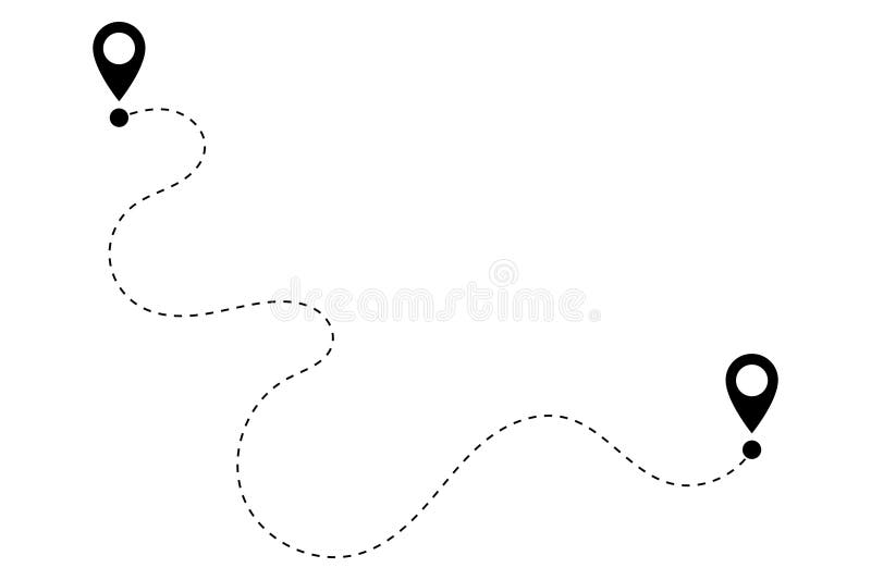 Route Icon. Two Points, Dotted Path. Route Location Icon Two Pin Sign ...