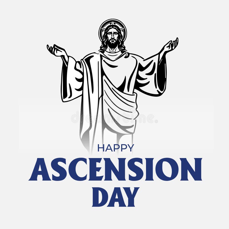 Happy Ascension Day Design with Jesus Christ in Heaven Vector ...