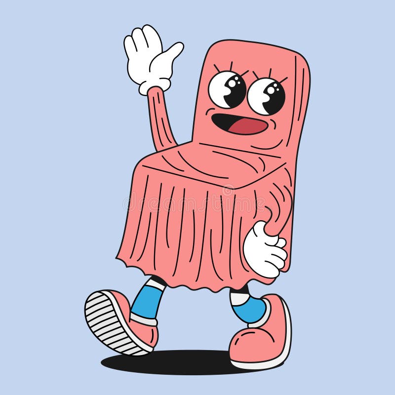 Groovy Cartoon Wedding Guest Chairs with Happy Expressions Stock Vector ...