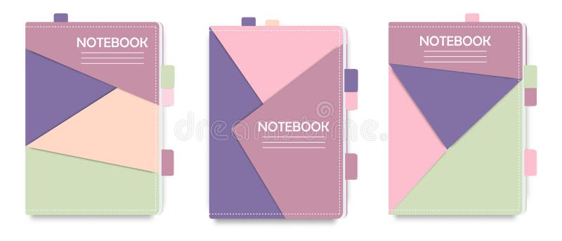 Set of Vector Notepads with Geometric Design in Pastel Colors. Stock ...