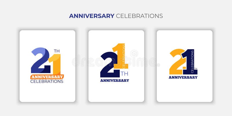 21 Years Anniversary, Set Collection Minimalist Logo Years Stock Vector ...