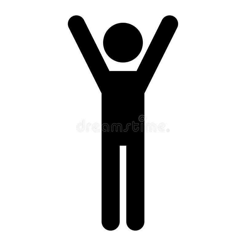 People Hands Up Vector Icon. Man with Raised Arms Hands. Happy Man ...