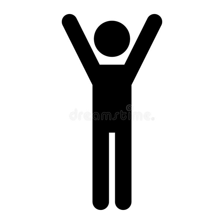 People Hands Up Vector Icon. Man with Raised Arms Hands. Happy Man ...