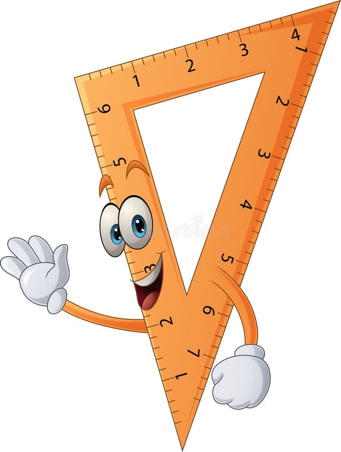 Cartoon Happy Yellow Triangle Ruler Character Stock Illustration ...