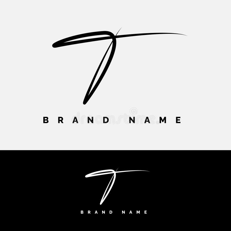 Letter T Signature Logo - Initial Alphabet for T - Handwritten T Logo ...