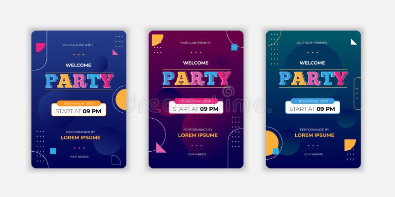 Set Hand Drawn Abstract Shapes Birthday Invitation Template Stock ...