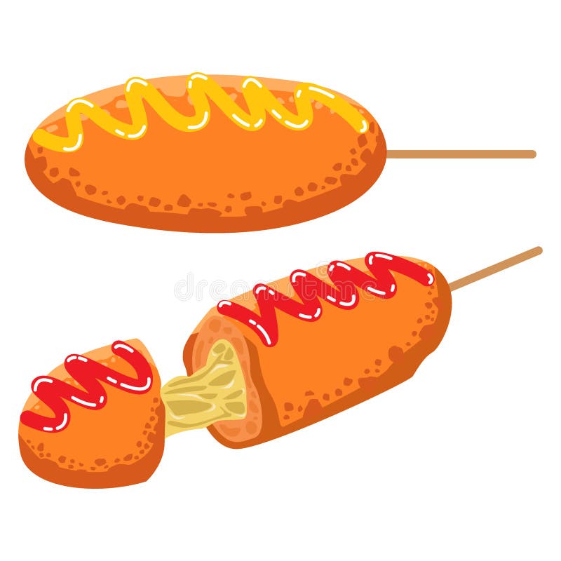 Delicious Corn Dog Vector. One of the Corn Dogs with Melted Cheese ...