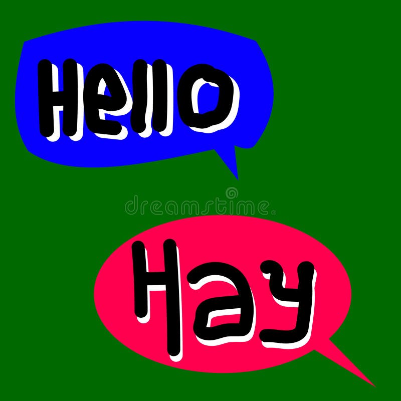 Hello and Hay Text in Bubble Stock Illustration - Illustration of ...