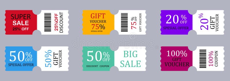 Collection of Vintage Vector Coupons, Gift Vouchers and Special Offers ...