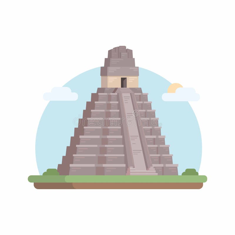 Tikal Guatemala Landmark Illustration Vector Stock Vector ...