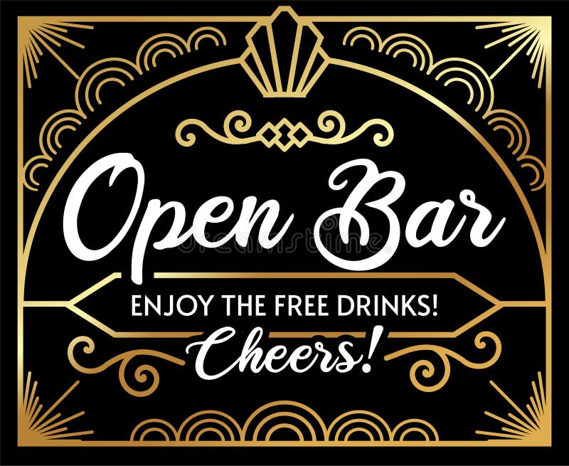 Beautiful Art Deco Vintage Style Template for Open Bar Card Stock ...