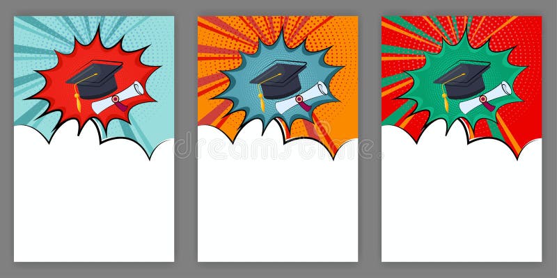 A Set of Three Posters for Graduation from University. Stock Vector ...