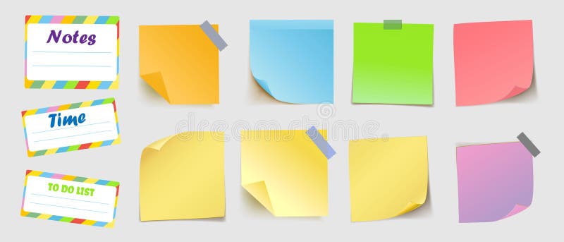 Collection of Colorful Note Stickers. Stock Vector - Illustration of ...