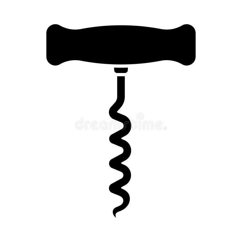 Basic Corkscrew Vector Icon. Wine Bottle Opener Black Silhouette. Web ...