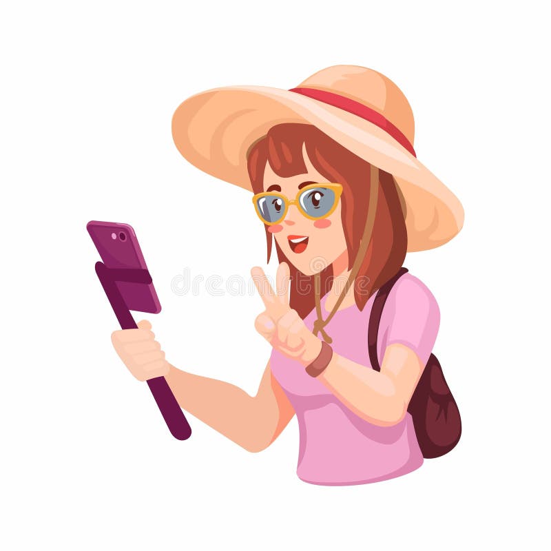 Travel Girl Vlogger Mascot Cartoon Illustration Vector Stock Vector ...