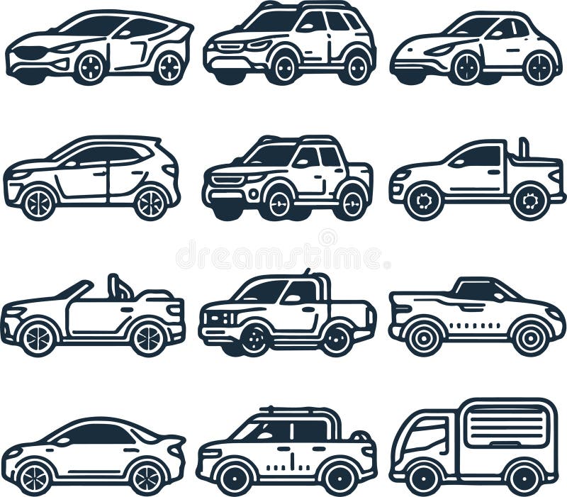 Car Line Icon Set Vector Image Stock Illustration - Illustration of ...