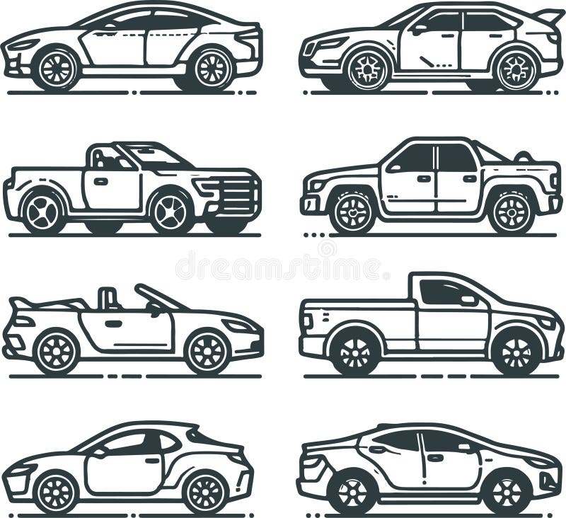 Car Line Icon Set Vector Image Stock Vector - Illustration of drive ...