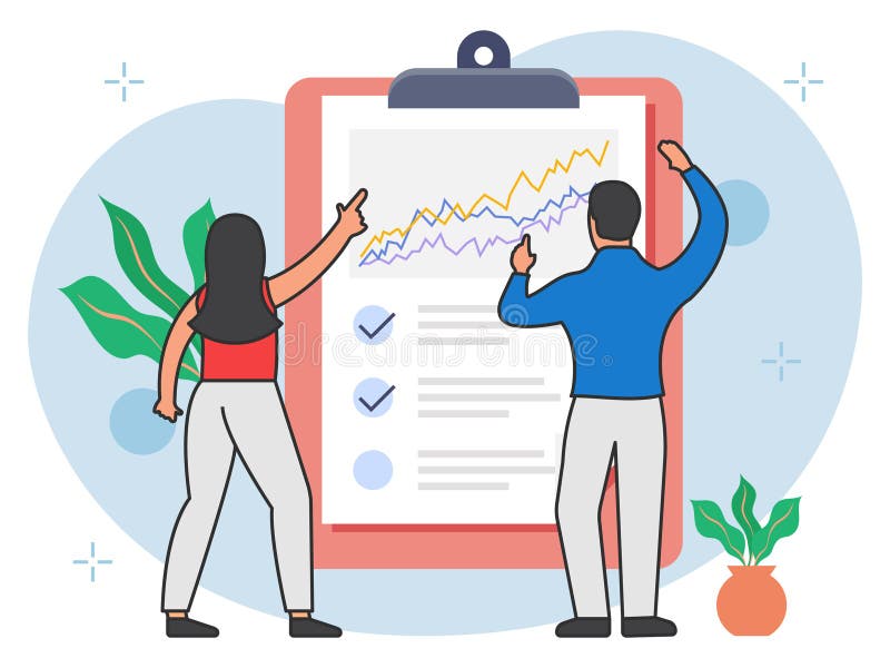 Girl and Man Showing Business Report Stock Illustration - Illustration ...