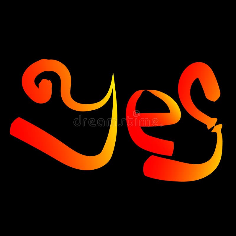 Handwritten yes text stock illustration. Illustration of sticker ...