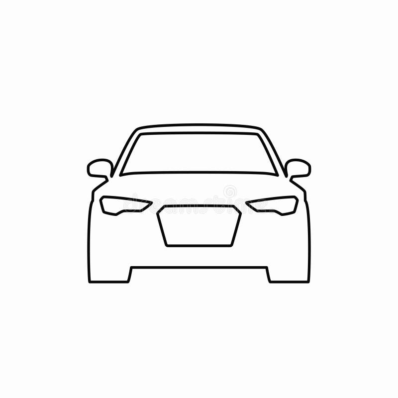 Car Silhouette Line Icon. Front View Stock Vector - Illustration of ...