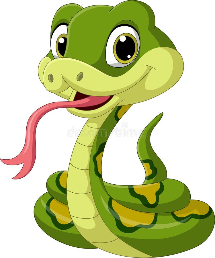 Illustration of Funny Green Snake Stock Vector - Illustration of python ...