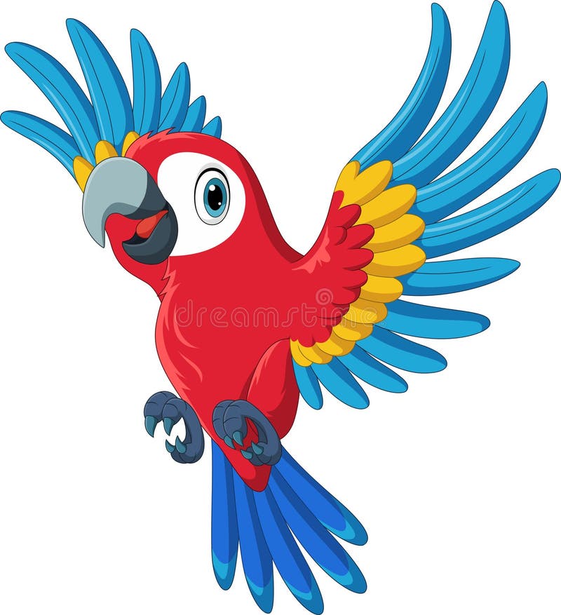 Illustration of Cartoon Macaw Bird Flying Stock Vector - Illustration ...