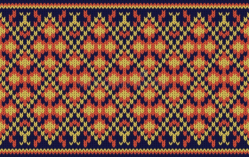 Knitted Pattern Seamless Fabric Orange Color Tone. Traditional Knitted ...