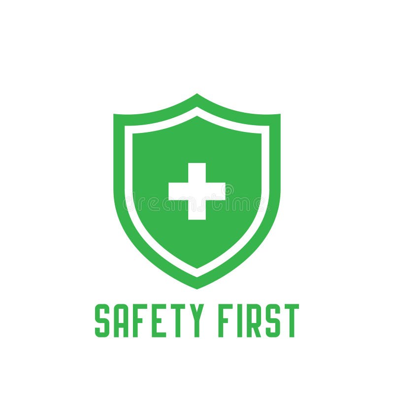 Safety First Green Shield Icon. Vector Illustration Stock Vector ...