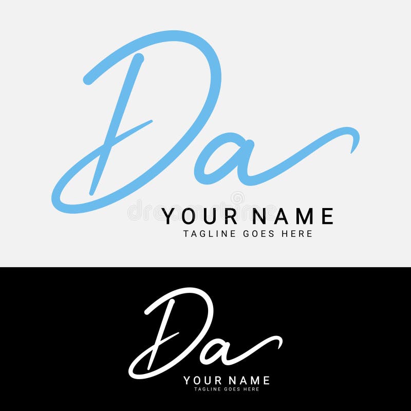 D, a, DA Initial Letter Logo. Alphabet DA Handwritten Signature Logo ...