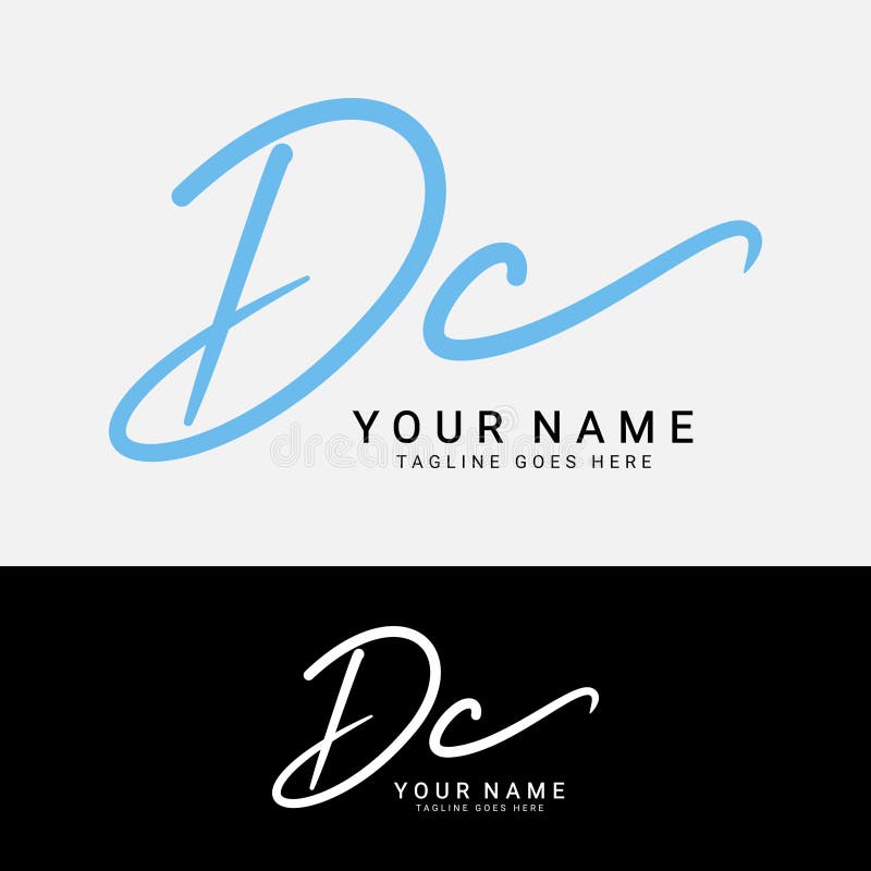 D, C, DC Initial Letter Logo. Alphabet DC Handwritten Signature Logo ...