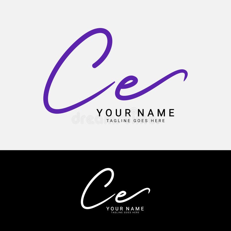 C, E, CE Initial Letter Logo. Alphabet CE Handwritten Signature Logo ...