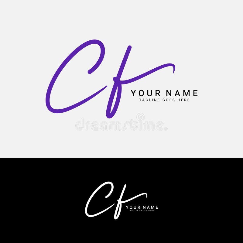 C, F, CF Initial Letter Logo. Alphabet CF Handwritten Signature Logo ...