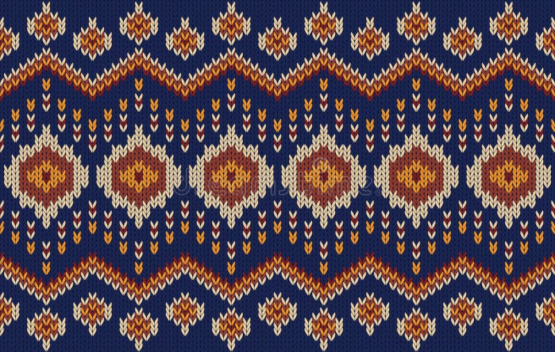 Knitted Pattern Seamless Fabric Blue Color Tone. Traditional Knitted ...