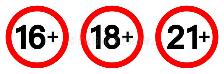 Age Limit Sign Set. 16, 18, 21 Plus, Censored, Sixteen, Eighteen ...