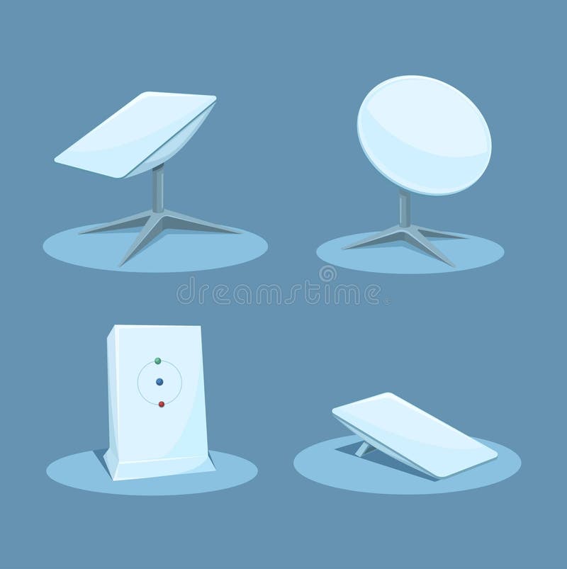 Satellite Internet Provider Device Collection Set Cartoon Illustration ...