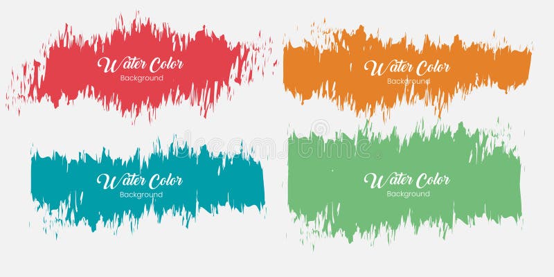 Water Color Brush Strokes in Different Colors Style Colorful Stock ...